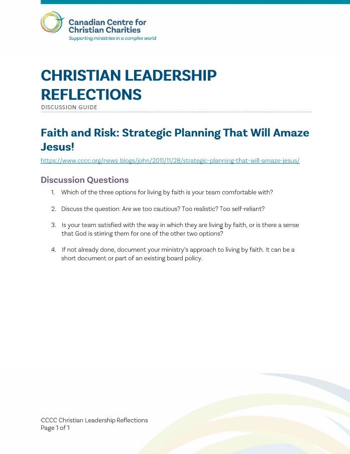 Faith and Risk: Strategic Planning That Will Amaze Jesus! | CCCC News ...